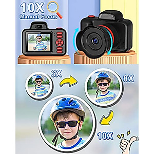 GREENKINDER Upgrade Kids Camera Christmas Birthday Gifts for Boys Girls Age 3-12, Children Digital Video Cameras with Flash, 2 Inch Screen Selfie Camcorder HD 1080P Video 32GB Black