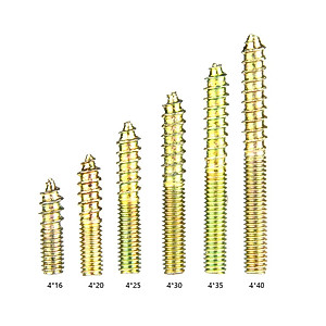 110pcs Hanger Bolts, M4 Dowel Screw Iron Double Ended Screws Zinc Plating Self Tapping Threaded Rods Bars Studs Woodworking