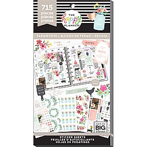 me & my BIG ideas Sticker Value Pack - The Happy Planner Scrapbooking Supplies - Farmhouse Theme - Multi-Color Stickers - Great for Projects, Scrapbooks & Albums - 30 Sheets, 715 Stickers Total
