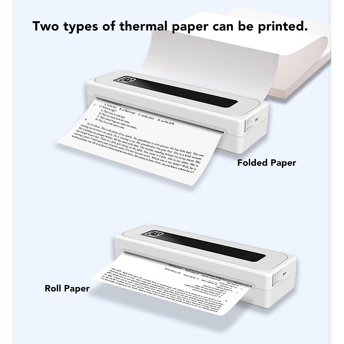 ZAICOLER Portable Printer, Thermal Printer Thermal Printer Multifunctional Portable Thermal Mobile Printer for Home