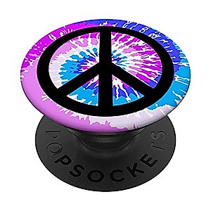 Peace Sign Tie Dye Pattern Purple Pink Light Blue PopSockets PopGrip: Swappable Grip for Phones & Tablets