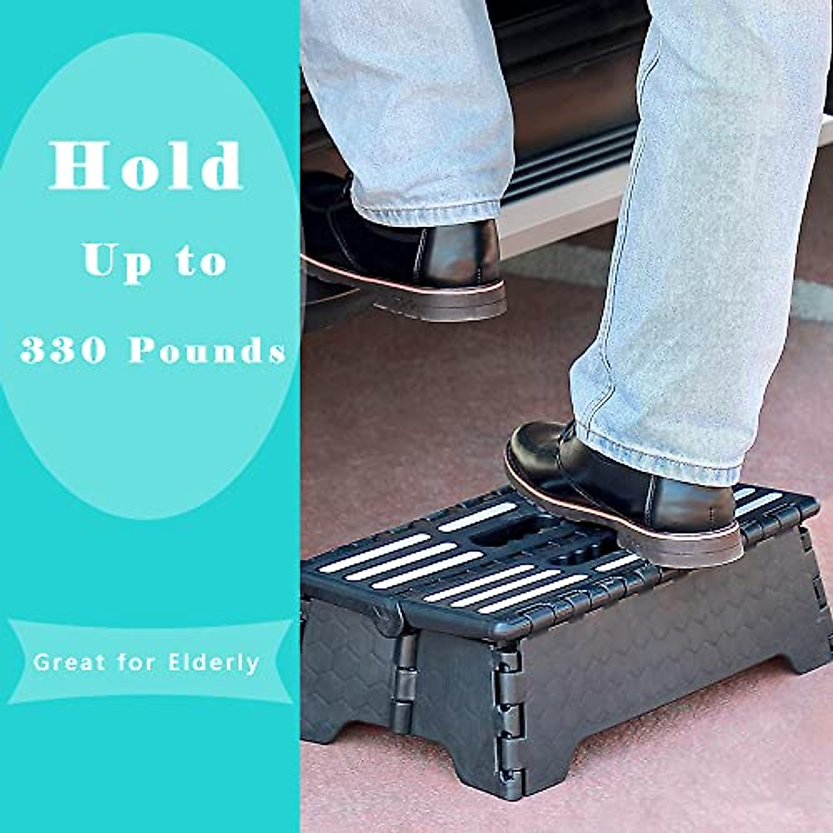 5 inch Lightweight Portable Folding Step - Great for Kitchen, Bathroom, Bedroom, Kids or Adults -Opens Easy with One Flip
