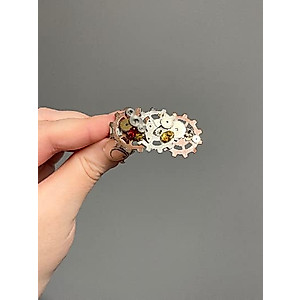 Steampunk hair clip with red garnet gemstone and Citrine gemstones