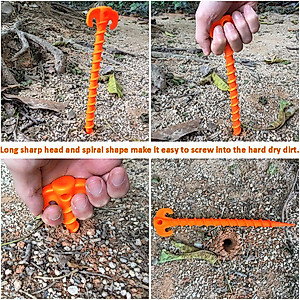 Beach Tent Stakes Canopy Anchors Canopy Stakes Heavy Duty Screw Shape 10 inch - 8 Pack Orange