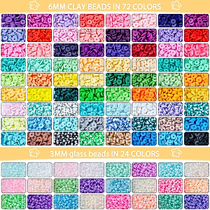 SJZWSD 6-Box Friendship Bracelet Making Kit - 16,000pcs Clay Beads, Seed Beads & Glass Beads Collection, Letter Beads, Charms