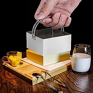 HUINF Biscuit Cookie Cutter Set, Stainless Steel 5 Pieces Square Cookie Cutters with Handle, Square-Shaped Molds Professional Kitchen Dough Tools for Baking