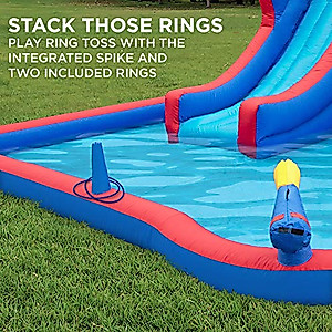 Sunny & Fun 2-in-1 Bounce & Blast Inflatable Water Slide Park – Heavy-Duty for Outdoor Fun - Climbing Wall, Slide, Bouncer & Splash Pool – Easy to Set Up, Included Air Pump & Carrying Case