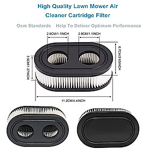 593260 Air Filter Lawn Mower Air Filter,Air Cleaner Cartridge Filter, for 4247 5432 5432k 09P00 09P702 550E 500EX 550EX 625 575EX Series Engine,Lawn Mower Replacement Parts (2Pcs)