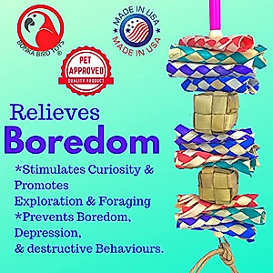 Bonka Bird Toys 3848 Duo Boxy Cube Small Medium Bird Toy Natural Palm Box Crunch Bamboo Treat Traps Forage Chew Cockatiel Parakeet Conure African Grey