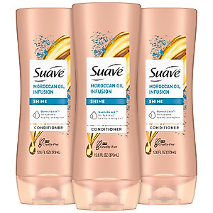 Suave Argan Oil Conditioner, Moroccan Infusion, Shine 3-Pack – Treatment for Dry, Damaged Hair, 12.6 Oz Ea