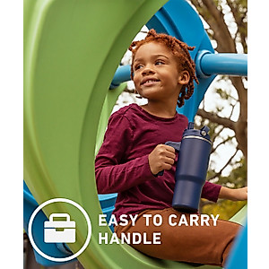 Hydrapeak Kids Voyager 18 oz Tumbler with Handle and Flip-Up Straw Lid | Spill Proof and Leak Resistant | Reusable Stainless Steel Water Bottle | Gift for Kids Boys Girls | Bubblegum