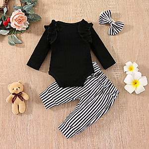 VINUOKER Preemie Newborn Baby Girls Outfits set long Sleeve Cotton Pants Sets Infant Fall Winter Clothes