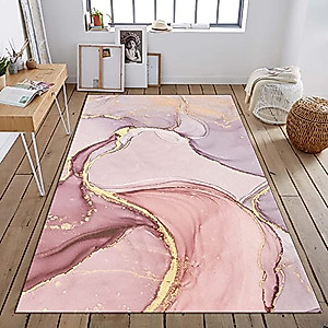 Pink Abstract Gold Plated Area Rug, Mysterious Personality Decorative Rug, Anti-Slip Rug Foldable Fashion Design Does Not Hurt Floors Suitable for Living Room Bedroom Dining Room Office 6 x 8ft