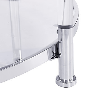 MISPACIO Tempered Glass Round Coffee Table, 32" Modern Acrylic Legs Circle Coffee Table with Clear Glass Top for Storage, Circular Center Table with Open Shelf for Living Room