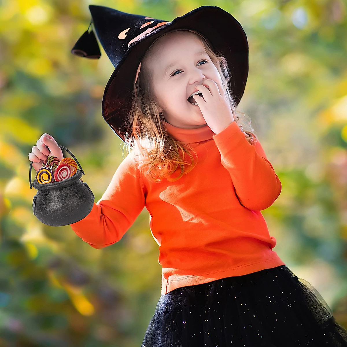 MCPINKY Small Halloween Candy Buckets, 12PCS Mini Portable Pumpkin Bucket Candy Bowl Holder Ghost Candy Bucket for Kids Trick Or Treat Halloween Party Favor