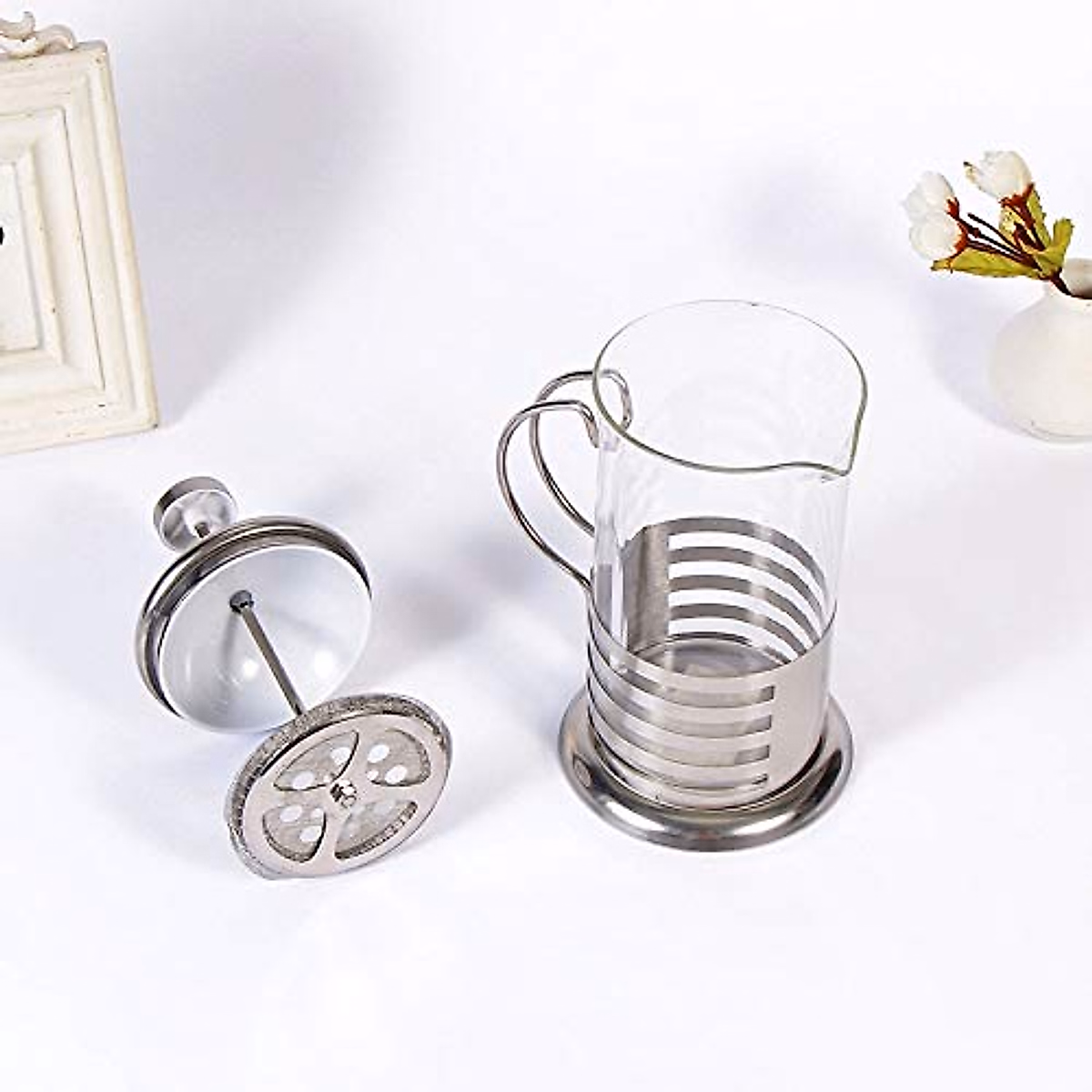 meialla Coffee Espresso Maker Pot Coffee Tea Percolator Filter Stainless Steel Glass Teapot Cafetiere Press Plunger 350Ml
