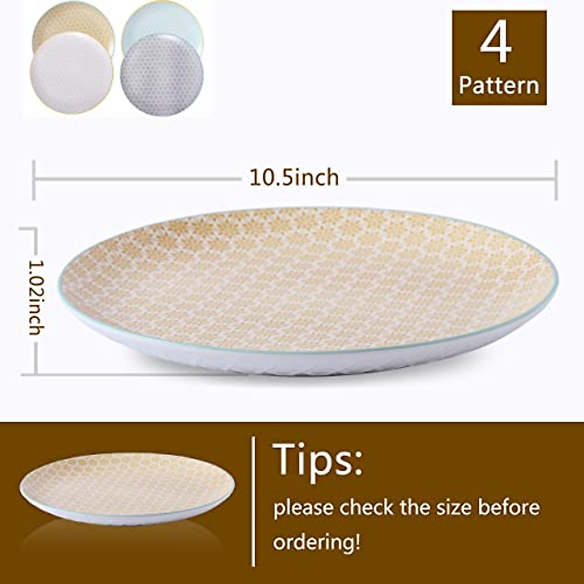 Peacehome Stackable Dinner Plates Set - 10.5-Inch