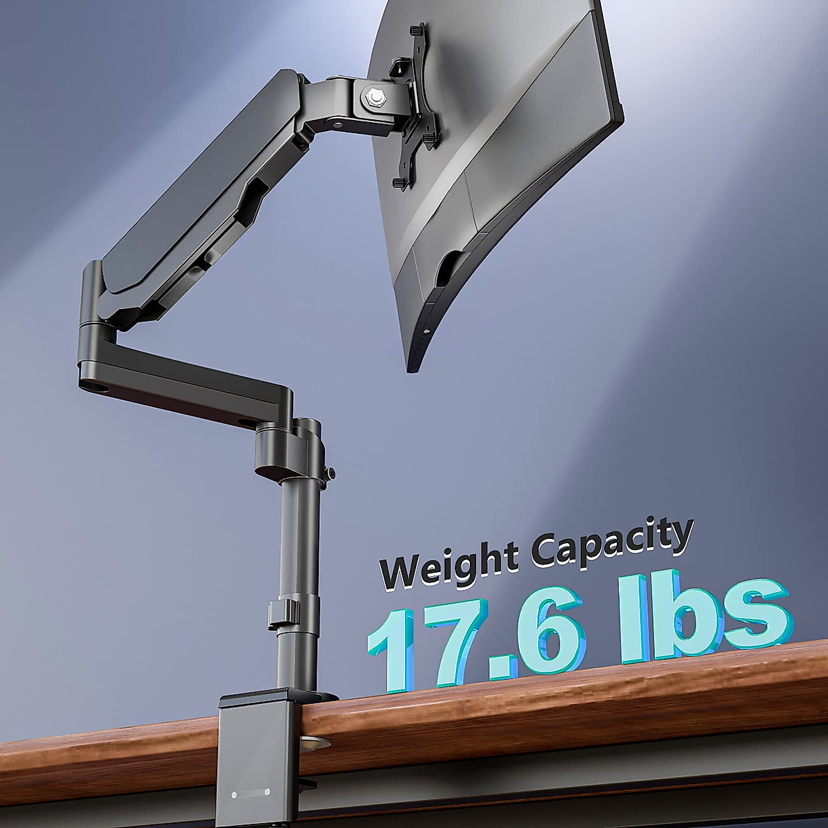 WALI Single Monitor Mount, Computer Monitor Stand for Desk Fits 13-32 Inch up to 19.8lbs, Single Monitor Arm Desk Mount,Gas Spring Arm Full Adjustable Monitor Stand with Clamp(GSDM001),Black