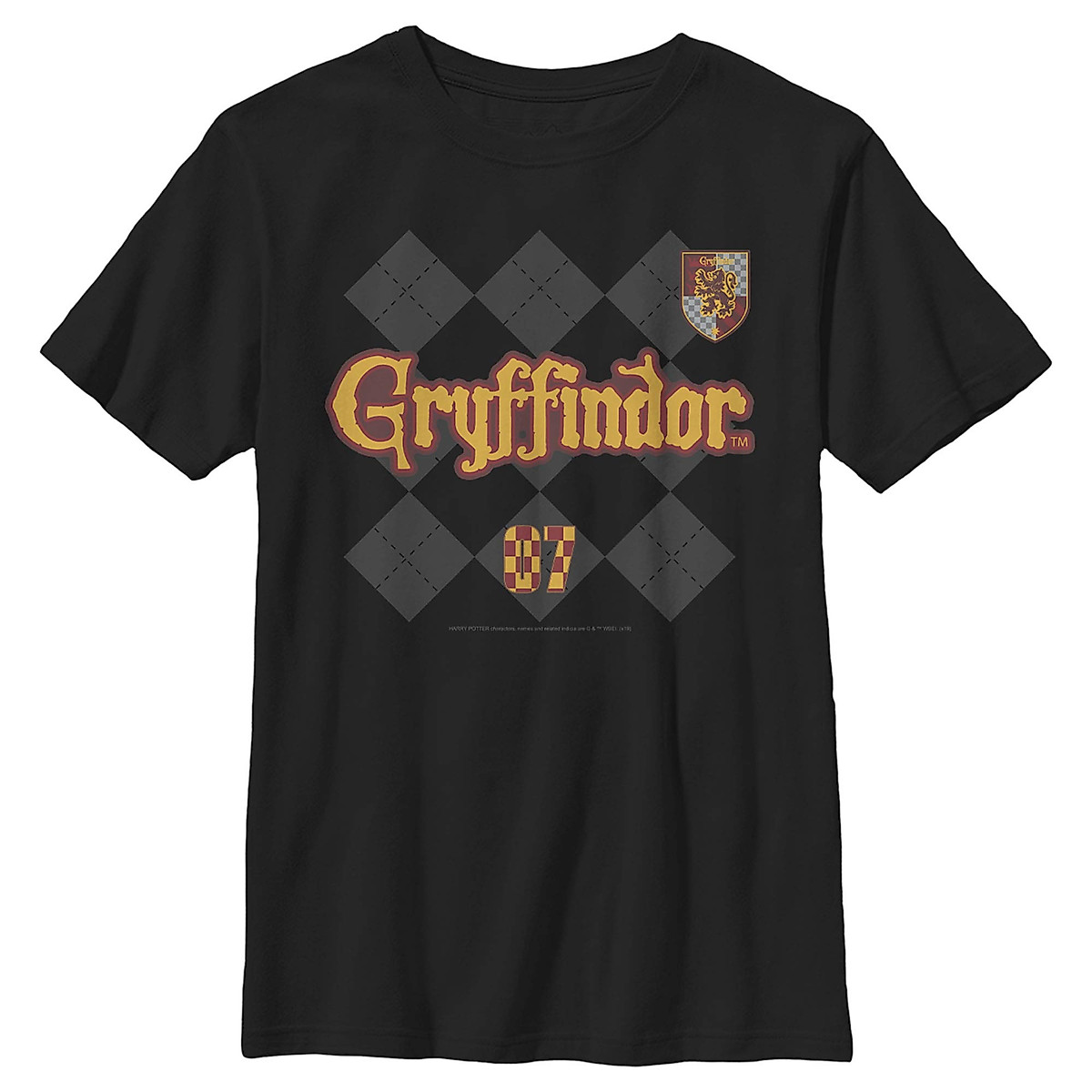 Harry Potter Men's Gryffindor Pride Short Sleeve Tee Shirt, Black, Large