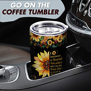 wowcugi Gifts For Women Tumbler I Became A Social Worker Because Your Life Worth My Time 20oz 30oz Tumblers Coffee Travel Mug Cup Birthday Appreciation Gift
