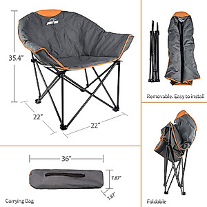 OUTDOOR LIVING SUNTIME Leisure Moon Folding Camping Chair Stable and Portable to Carry (Orange)