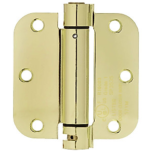 Amazon Basics Self-Closing Door Hinge, 3.5 Inch x 3.5 Inch, 1 Piece, Polished Brass