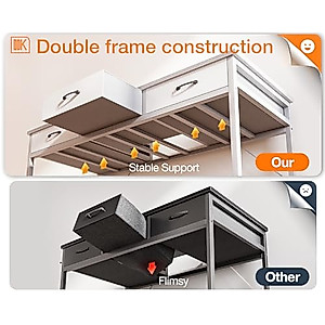 ODK 48 Inch Computer Desk with 3 Fabric Drawers, Home Office Desks with Storage, Modern Work Desk for Bedroom, Writing Study Table, White