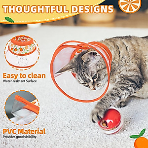 PUPTECK Cat Cone Collar Soft for Neck, Cat Recovery Collar to Stop Licking After Surgery, Adjustable Elizabethan Pet Collar for Small Medium Cats Kittens, Orange, S