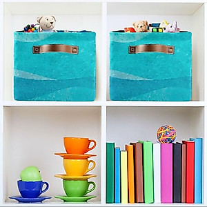 Watercolour Waves Storage Basket Bins Foldable Toy Baskets Organization with Handles Laundry Hamper for Living Room Clothes Nursery Closet Shelf Playroom,2 pcs