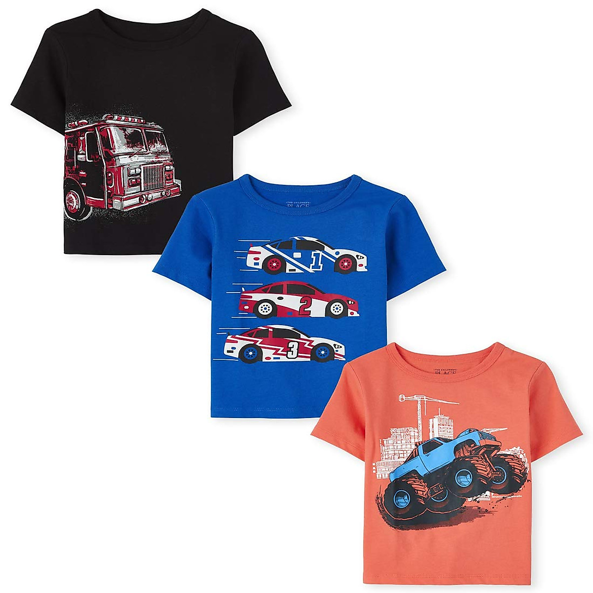 The Children's Place, Baby and Toddler Boys Transportation Graphic Tee 3-Pack,Multi CLR,5T