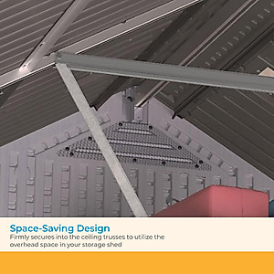 Suncast Outdoor Storage Shed Loft Shelf Kit, Space-Saving Hanging Shelf for Outdoor Storage Sheds, 45" W x 24" D x 1.5" H, Black