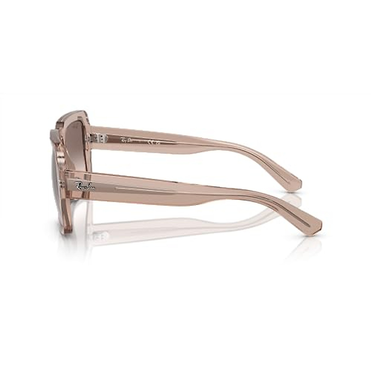 Ray-Ban RB4408 Magellan Square Sunglasses, Transparent Light Brown/Light Brown Mirrored Silver Gradient, 54 mm