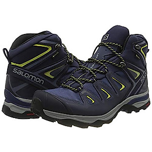 Salomon X Ultra 3 MID Gore-TEX Hiking Boots for Women, Crown Blue/Evening Blue/Sunny Lime, 8