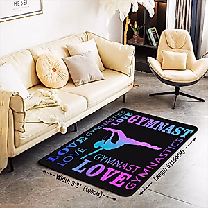 Love Gymnastics Living Room Rugs for Dancer Blue Purple Accent Rug Set Area Rug 3x5 Ballet Indoor Floor Mat Decor Floor Exercises Non Slip Area Runner Rug Athletics