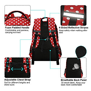 ODAWA Custom Backpack for Girls Personalized Backpack Add Your Name Text Customization Red Dot Pattern Child Backpack Travel Bag