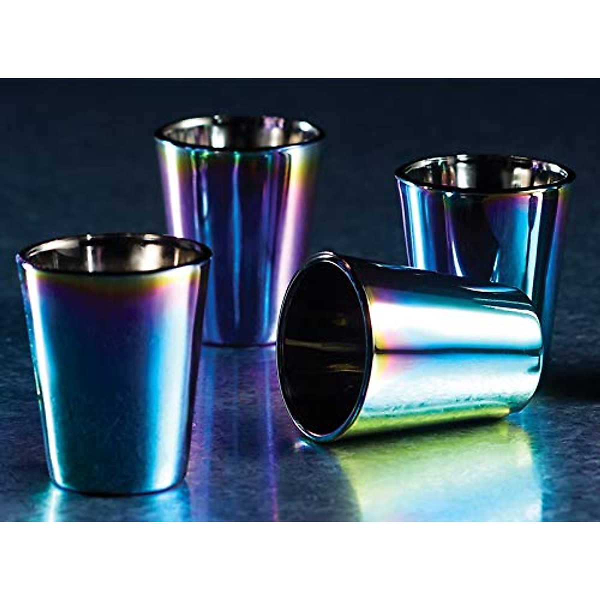 BarCraft BCSGRBOW4PC Metallic Rainbow Iridescent Shot Glasses, 50 ml (2 fl oz), Set of 4, 5 x 5 x 6 cm