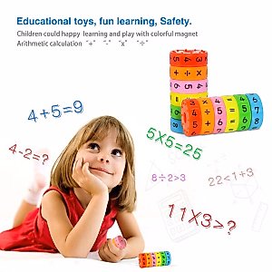 CHILHOLYD Learning Toys Math Toy Montessori Preschool Learning Educational Counting Game Numbers and Symbols Math Skills Colorful Fridge Kindergarden Educational Tools Math Blocks Great Gift for Kids