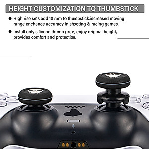 Playrealm FPS Thumbstick Extender x 2 & Printing Rubber Silicone Grip Cover x 4 for PS5 & PS4 Controller (Ghost White&Demon Purple)