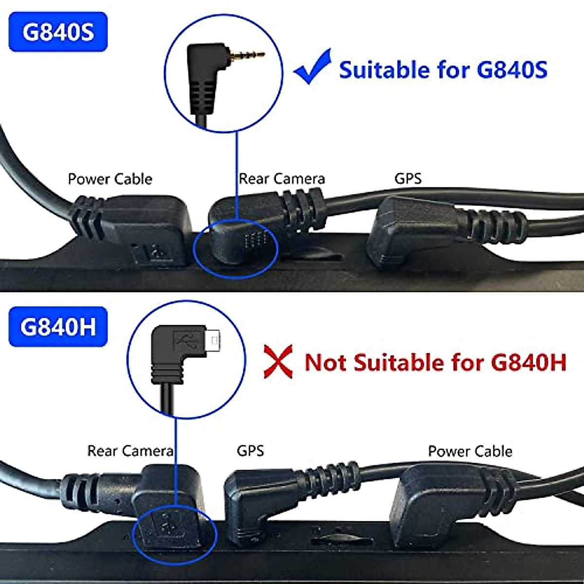WOLFBOX G840S / G930 / T10 / T10 Plus Original 20Feet Rear Camera Cord Cable (4 pin, 2.5mm), not Suitable for G840H / G880 /V19