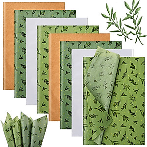 Bolsome 50 Sheets 20x14in Olive Leaf Tissue Paper, Green Wrap Tissue, Greenery Bontanical Tissue Paper for Boho Vibe Gift Bags Boho Plant Tissue for Baby Shower Birthday Wedding Party DIY Craft