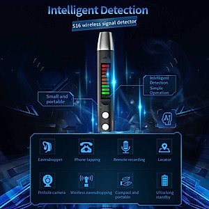 NOYAFA Hidden Camera Detectors,RF Signal Scanner 12 Levels Sensitivity 4 Professional Modes, Anti Spy Detector Bug Detector GPS Tracker Spy Camera Detector for Hotels Office Travel