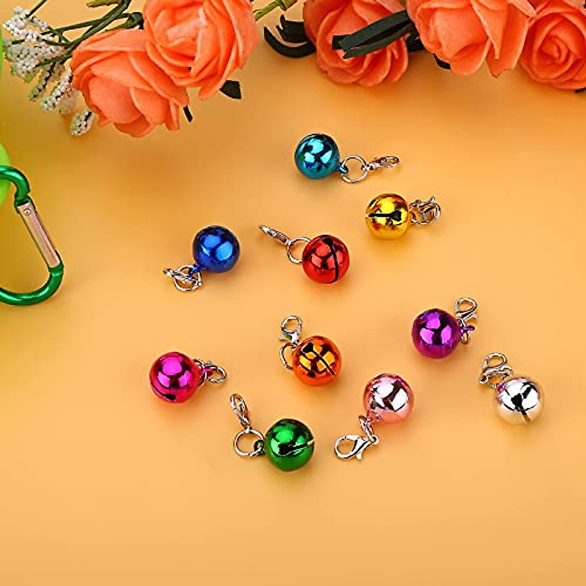 Molain 10 Pcs Cat Dog Collar Bells, Jingle Bell for Cat Collar,Dog Collar Charms,Colourful Pet Small Bells with Clasps Collar Accessories,Festival Party DIY Crafts Decoration