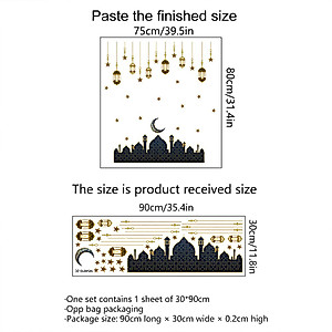 Ramadan Wall Decor Stickers, Islamic Muslim Wall Stickers Eid Mubarak Ramadan Decor Lantern Moon Star Window Decal Ramadan Decorations for Home Living Room Bedroom Decorations Wallpaper