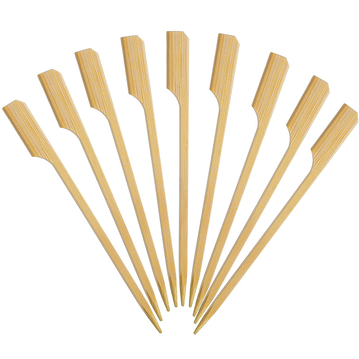 Minisland Premium 4.7 Inch Square Small Mini Bamboo Paddle Skewers for Appetizers Fruit Kabobs Sandwiches Cocktail Party Finger Food Sticks 3mm Thick 100 Counts -MSL162