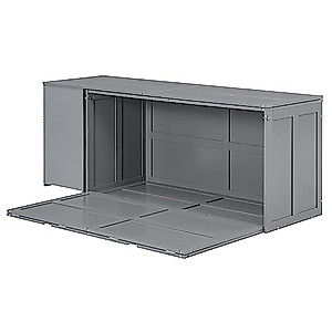 Murphy Bed with Rotable Desk,Queen Size Space-Saving Platform Bed Frame with Storage Desk for Bedroom,Easy to Assembly, No Need Spring Box (Grey)