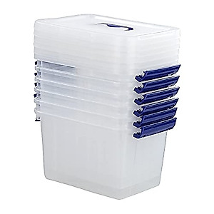 EudokkyNA Clear Storage Box with Lid, 6 Liter Plastic Bins Set of 6