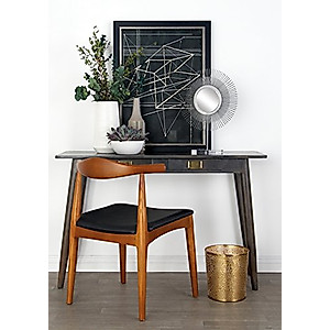 CosmoLiving by Cosmopolitan Metal Cylinder Small Waste Bin with Laser Carved Floral Design, 9" x 9" x 10", Gold