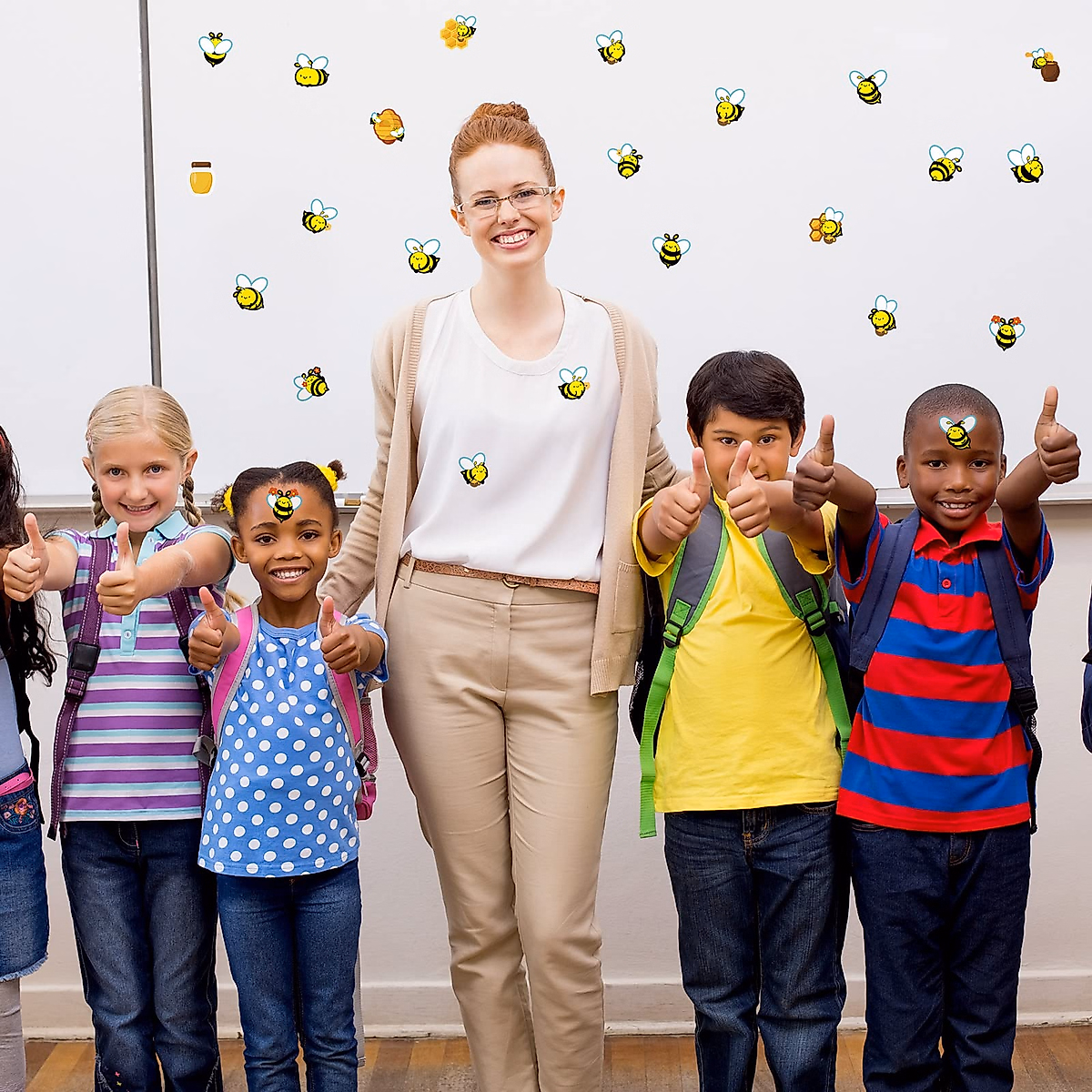 500 Pieces Bee Theme Stickers for Kids Classroom Decoration Cute Honey Bee Theme Stickers Summer Waterproof Bee Theme Stickers for Teachers for Summer Bee Theme Party Classroom Supplies, 20 Styles