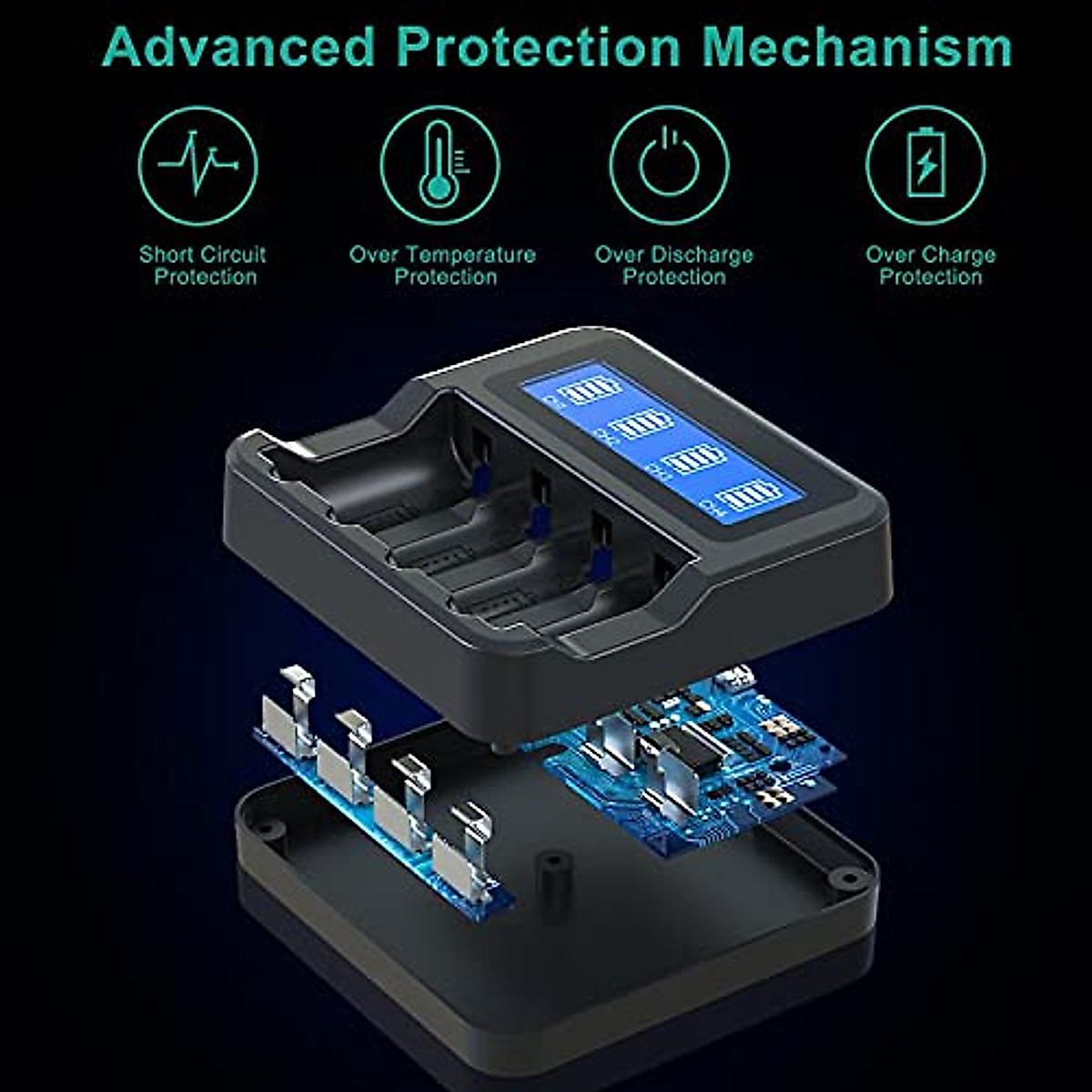 Arlo Rechargeable Batteries CR123A Charger, FARSAIL 8-Pack 800mAH 123A Rechargeable Batteries for Arlo VMS3130 VMC3030 VMK3200 VMS3330 3430 3530 Cameras, Alarm System, Flasglight