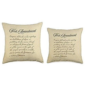 First Amendment US Constitution First Amendment United States Constitution Throw Pillow, 16x16, Multicolor